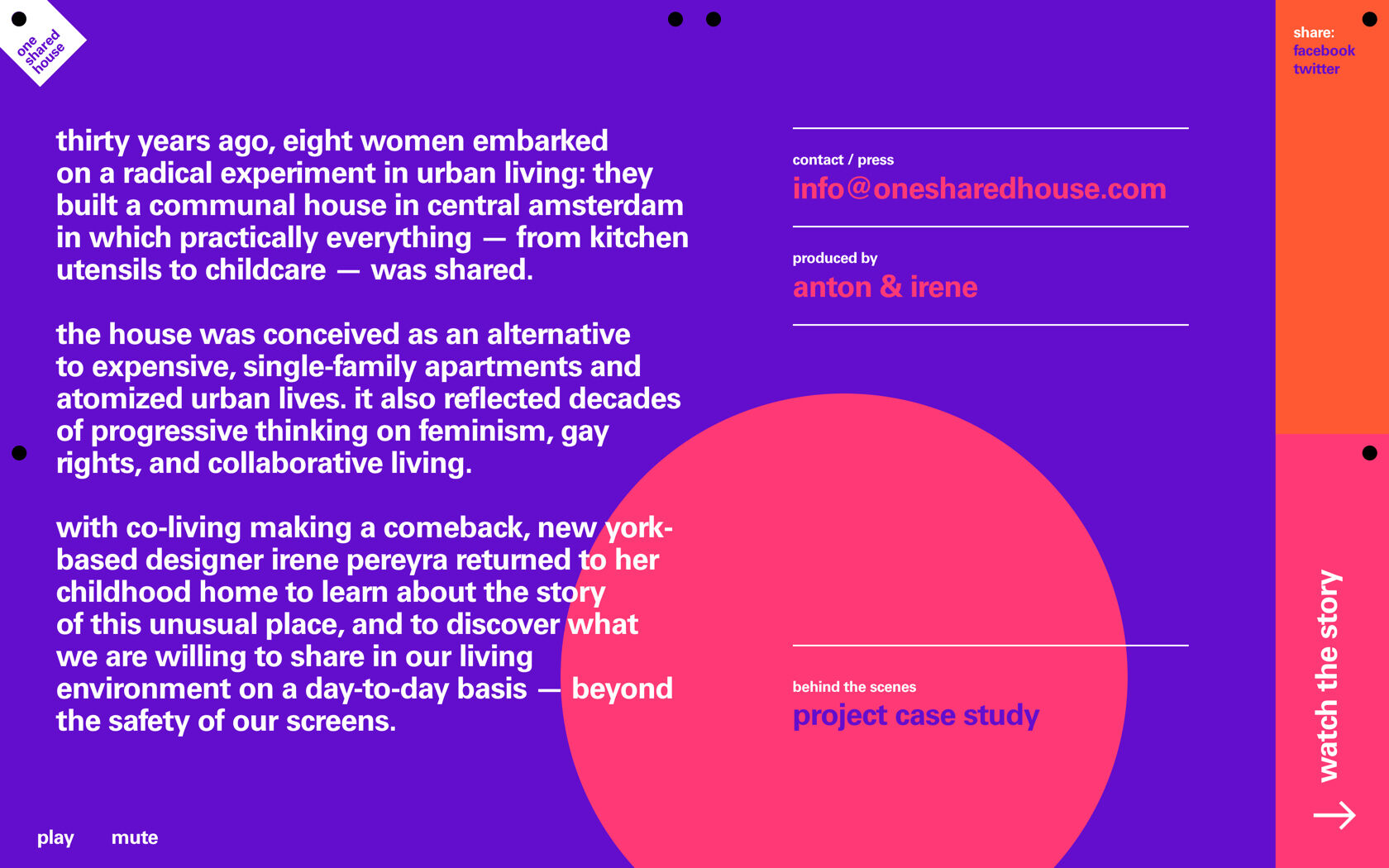 One Shared House — SOTD: 04.04.17 | Best Website Gallery